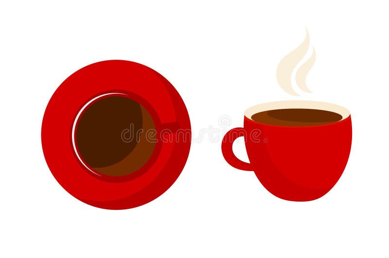 Red coffee cup icons stock vector. Illustration of breakfast - 204218117