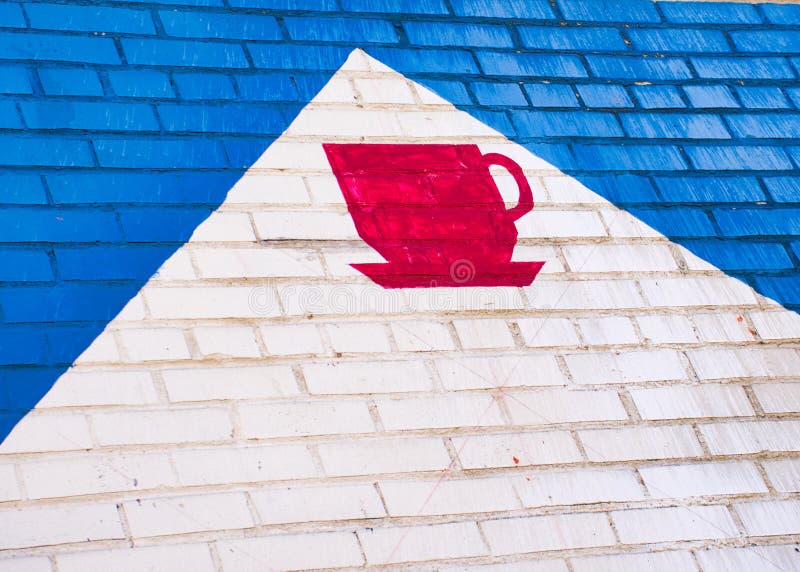 Coffee Cup Painted on the Side of an Abandoned Building Stock Image ...