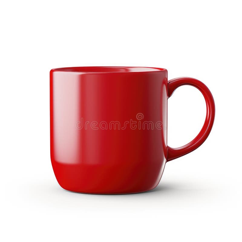 A Red Coffee Cup on a White Surface, Mug Mockup, Copy-space. Stock ...