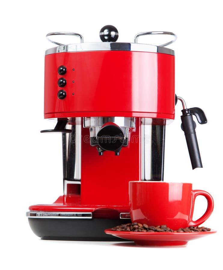 Red coffee machine stock photo. Image of isolated, service - 57240580