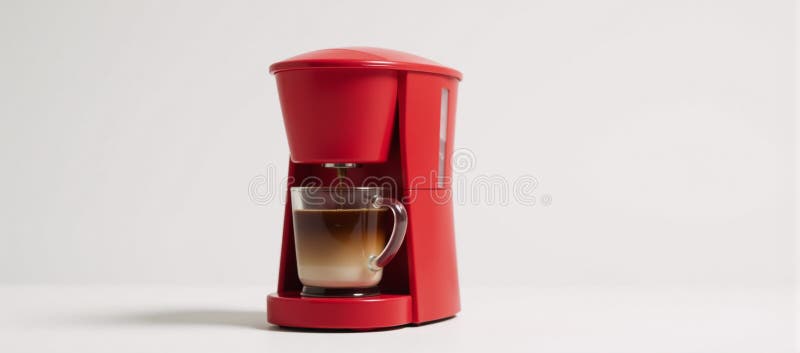 A Red Coffee Maker with Brewed Coffee in a Whitebackground Scene Stock ...