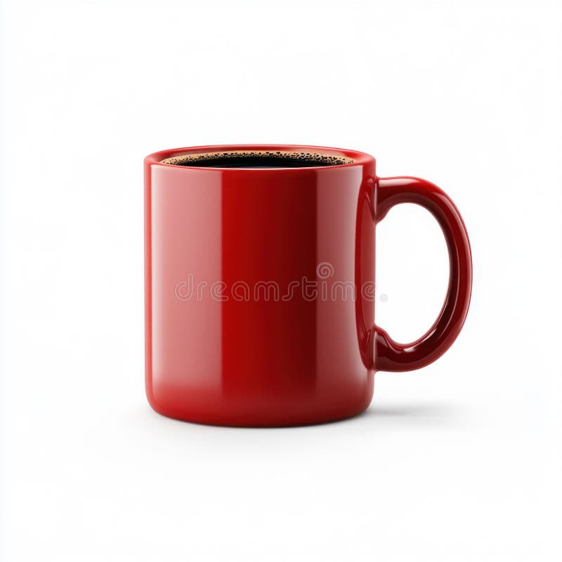 Red Coffee Mug Filled with Black Coffee Isolated on White Stock ...