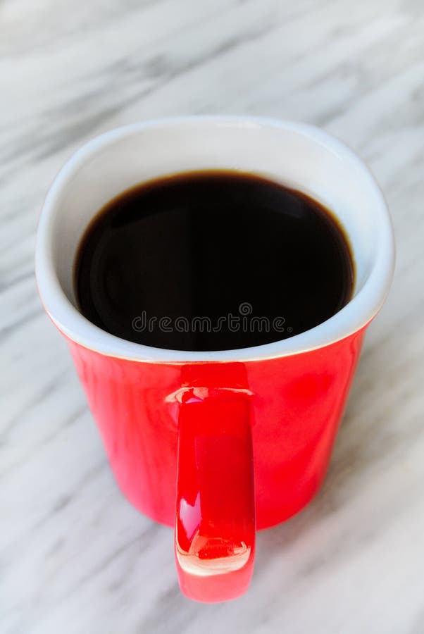 Red Coffee Mug on Marble Top Stock Image - Image of breakfast, dark ...