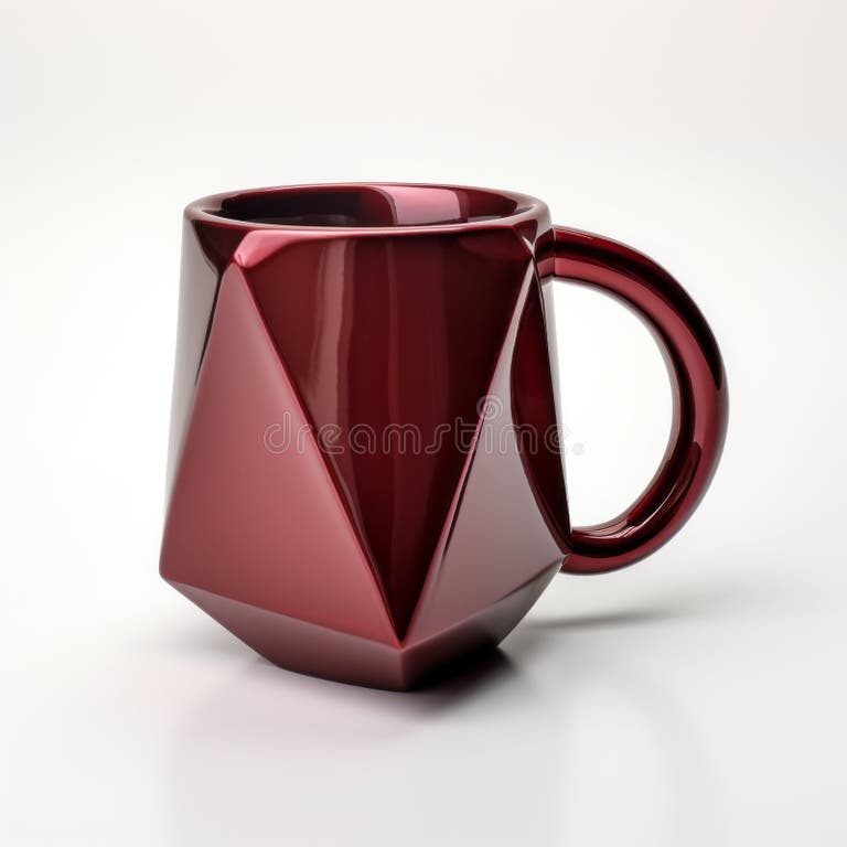 Eye-catching 3d Printed Dark Maroon Polygon Mug with Realistic Detail ...