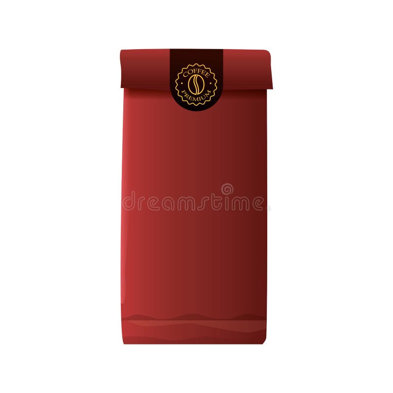 Red Coffee Paper Bag Elegant Packing Product Stock Vector ...