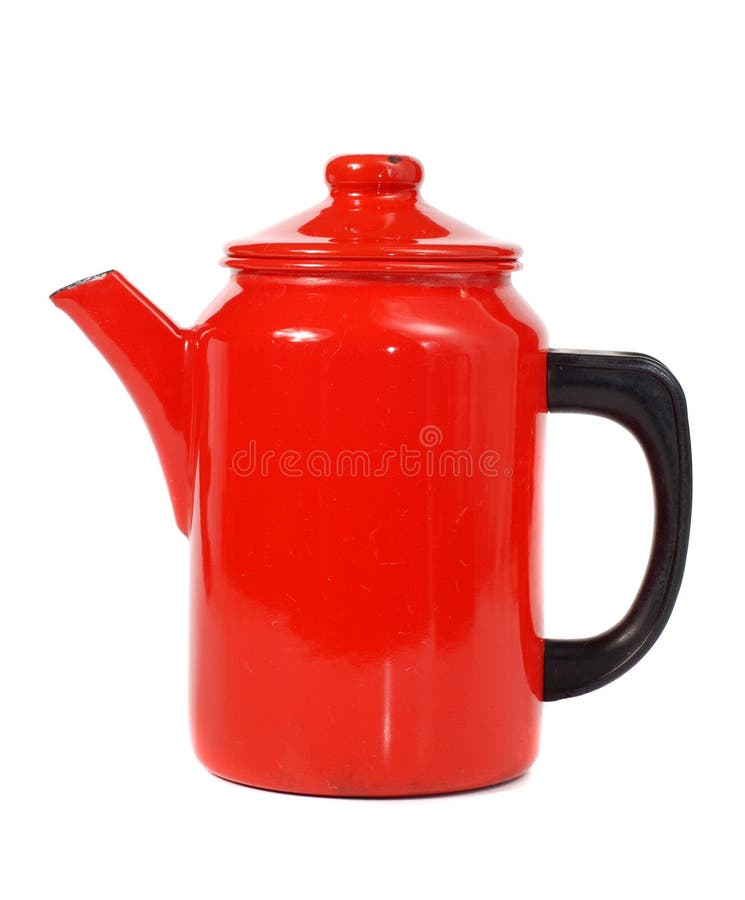 Red coffee pot stock image. Image of metal, isolated, kettle - 4431331