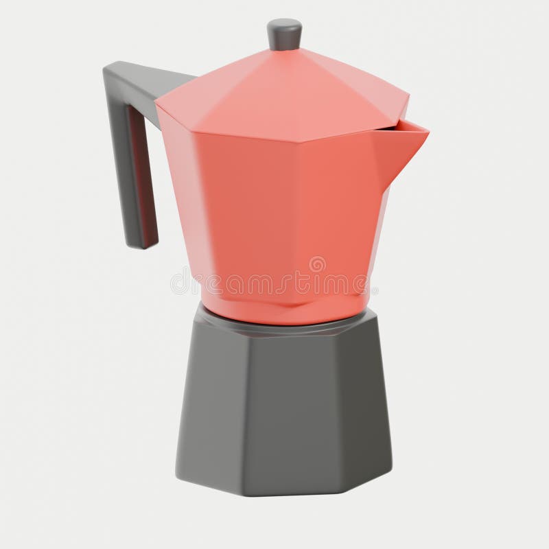 A Red Coffee Pot or Coffee Maker with a Black Plastic Handle on a White ...