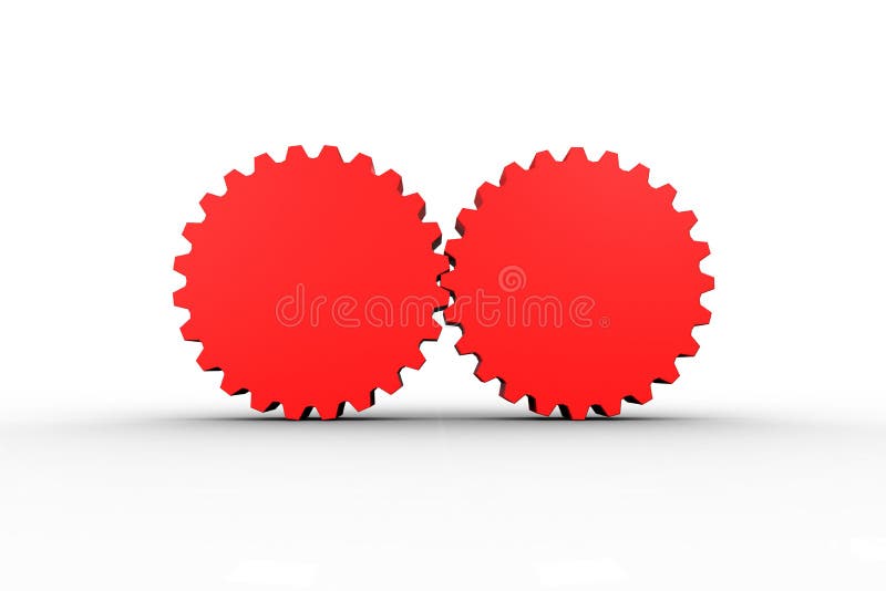 Red Cog and Wheel Connecting Stock Illustration - Illustration of ...