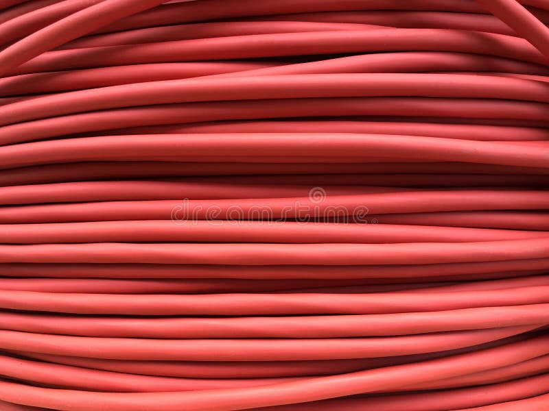 Red Coiled Electrical Cable on the Wooden Spool Stock Photo - Image of ...