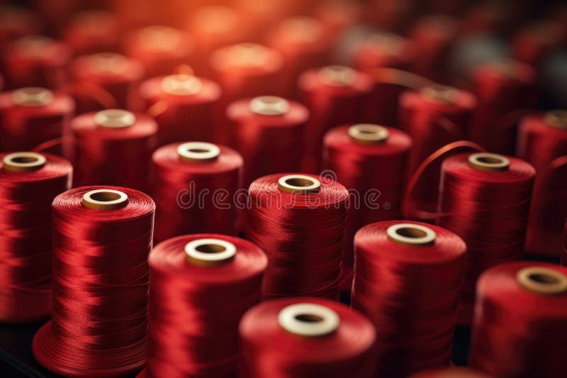 Red Coils with Threads in Production Stock Illustration - Illustration ...