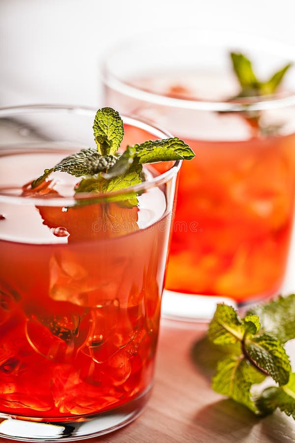 Red Cold Summer Cocktail Drink Stock Photo - Image of mint, glass: 48395944