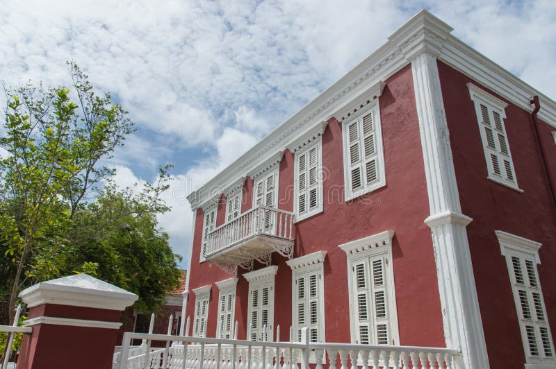 Red colonial style house stock image. Image of leeward - 44068905