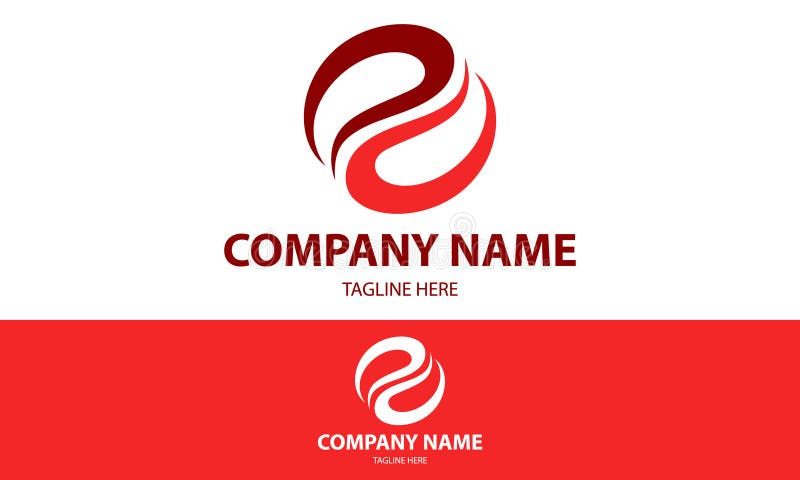 Red Color Abstract Two Half Circle Logo Head Stock Vector ...