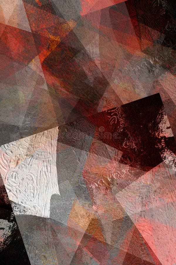 Red Color Background with Textured Transparent Squares in Random Layers ...