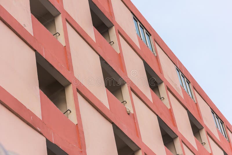 Red color building and sky stock image. Image of apartment - 71478849