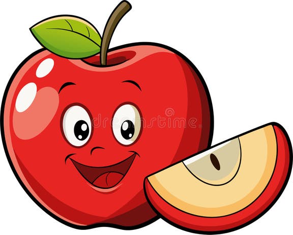Red Color Cartoon Apple with a Slice Vector Design Stock Vector ...