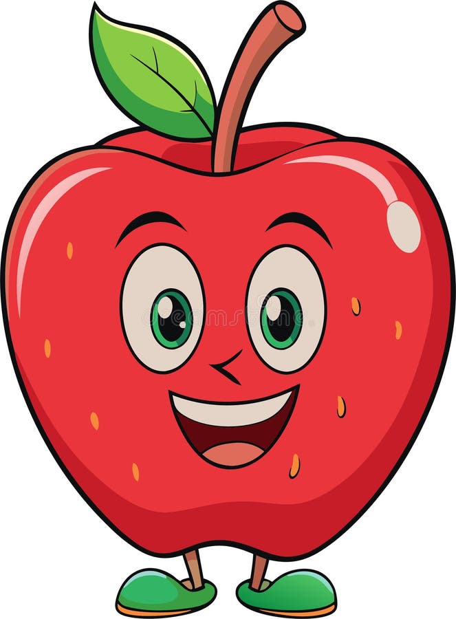 Red Color Cartoon Apple Vector Design Stock Vector - Illustration of ...