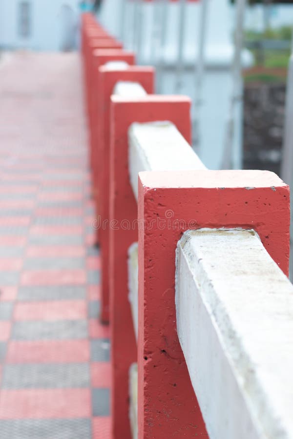Red Color Cement Hand Guard of Bridge Stock Photo - Image of nature ...
