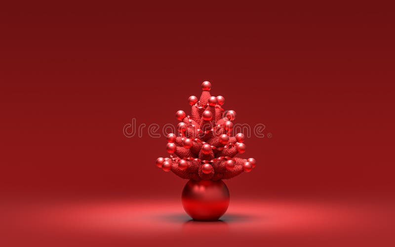 Red Color Christmas Decoration Objects in Single Red Color Background ...