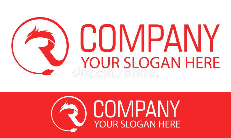 Red Color Circle Phoenix Eagle Bird Initial Letter R Logo Design Stock ...