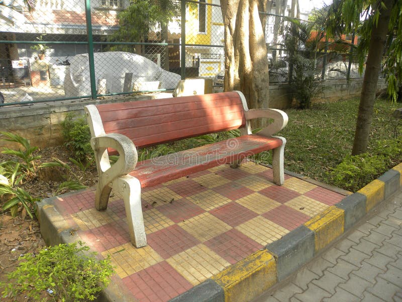 Red color stone bench stock photo. Image of beautiful - 120958946