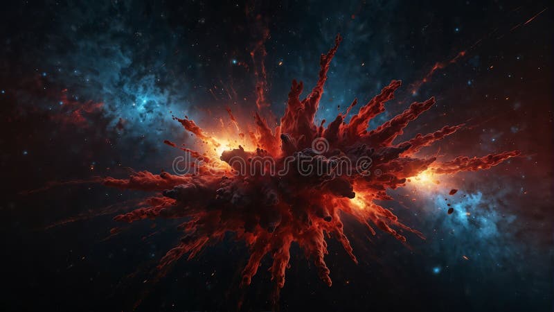 Red Color Cosmic Energy Explosion on Space Ai Generated Stock ...