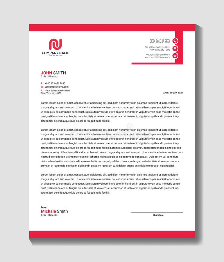 Red Color Creative and Professional Business Letterhead Template Vector ...