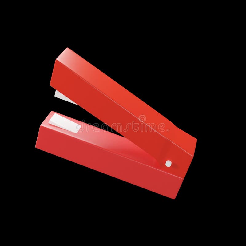 Red Color 3D Style Stapler Icon on Black Stock Illustration ...