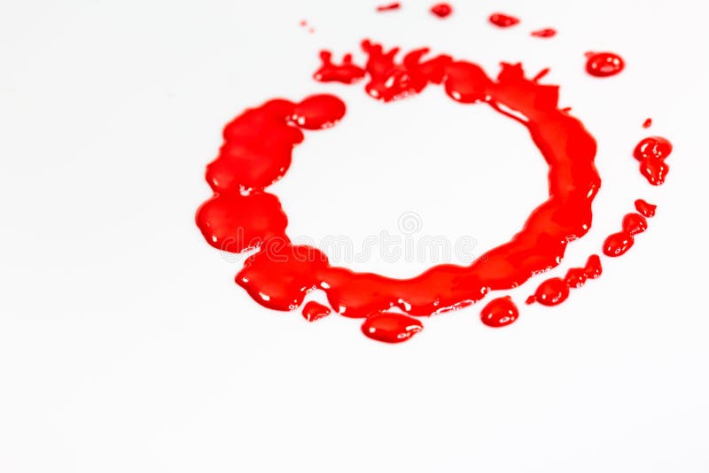 A Red Circle Drips Onto a Spinning White Background. Stock Image ...