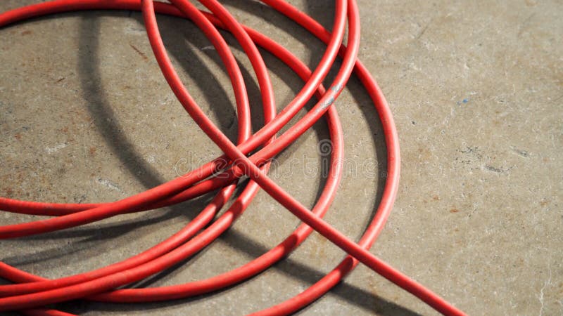 Red Color Electric Power Wire Cable. Stock Photo - Image of plug, coil ...
