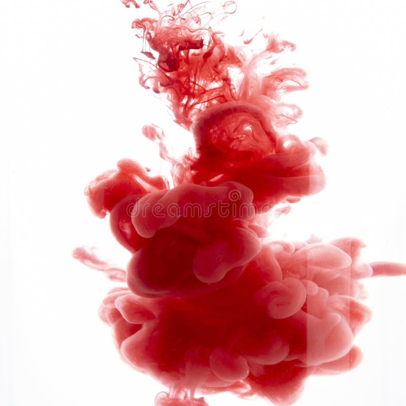 Red Color Flowing in Smoke Forms, Abstract Moving by Acrylic Paint ...