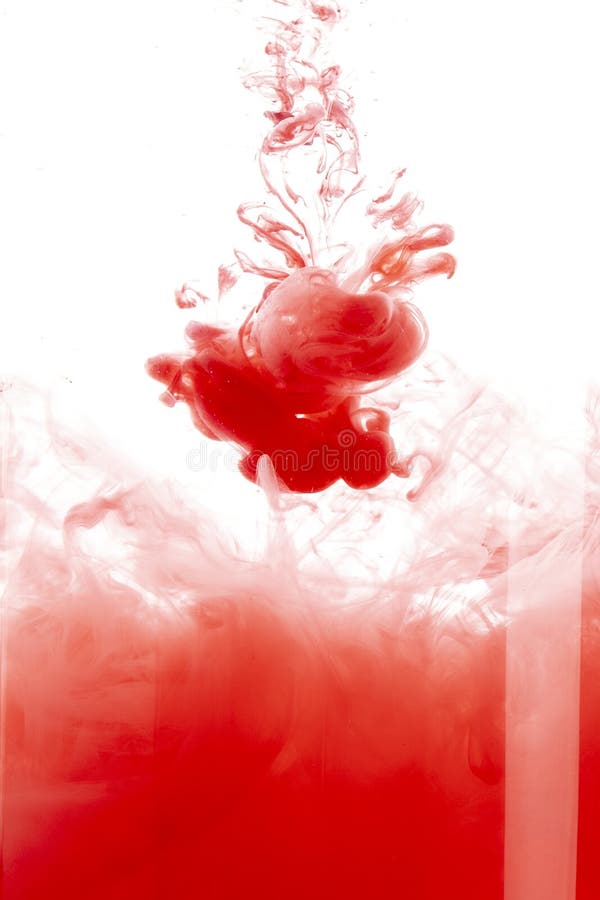 Red Color Flowing in Smoke Forms, Abstract Moving by Acrylic Paint ...