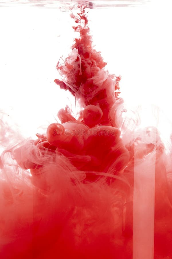 Red Color Flowing in Smoke Forms, Abstract Moving by Acrylic Paint ...