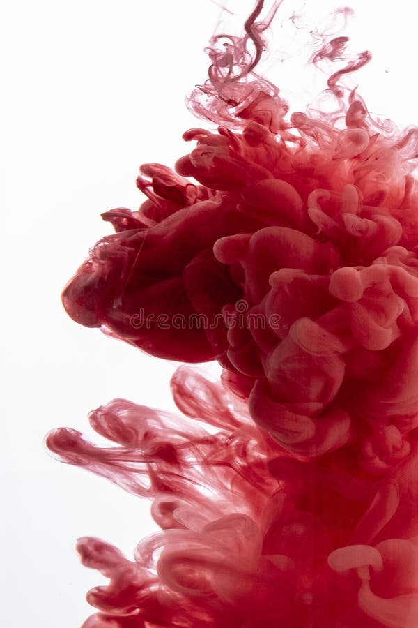 Red Color Flowing in Smoke Forms, Abstract Moving by Acrylic Paint ...
