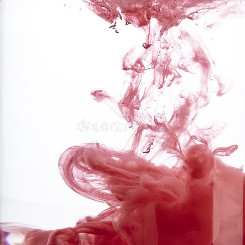 Red Color Flowing in Smoke Forms, Abstract Moving by Acrylic Paint ...