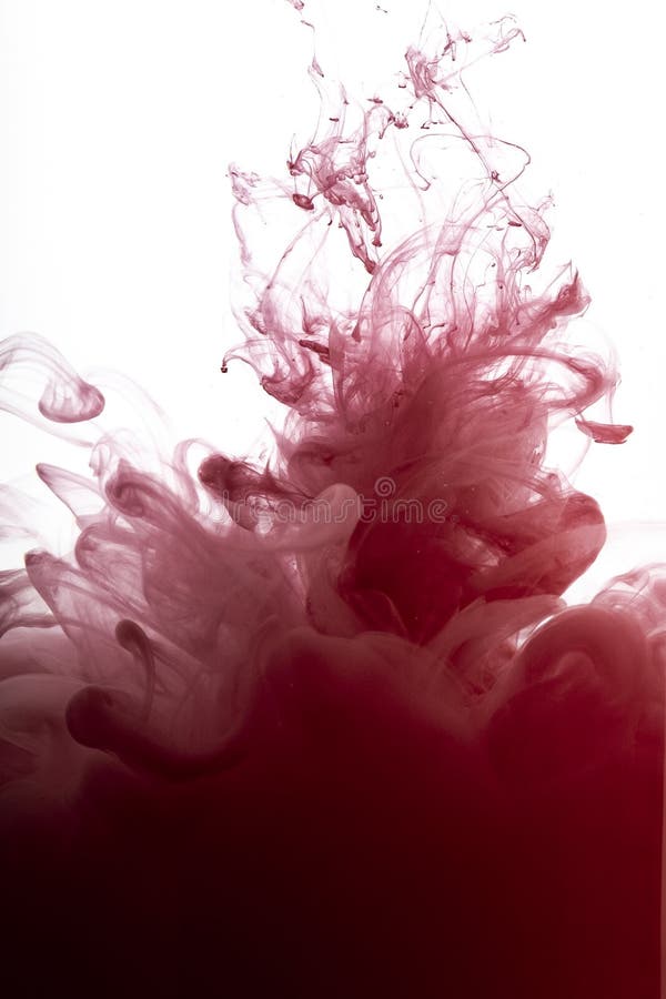 Red Color Flowing in Smoke Forms, Abstract Moving by Acrylic Paint ...