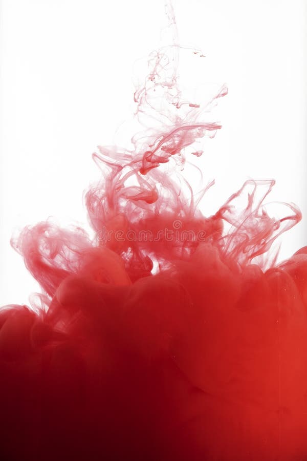 Red Color in Smoke Forms, Smooth Abstract Moving by Acrylic Paint Stock ...