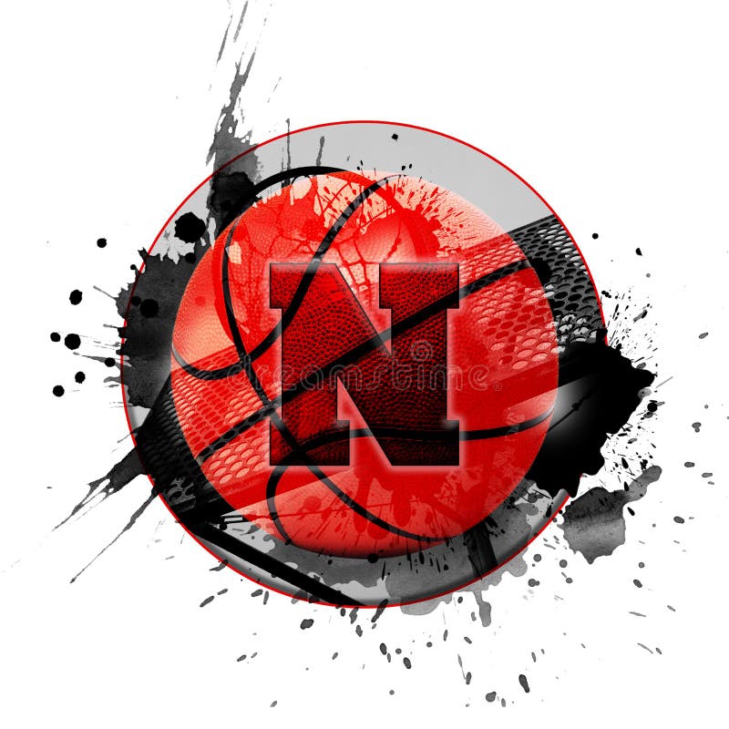 Red Color Grunge Circle Ink Splash Capital Letter N Stock Image - Image ...