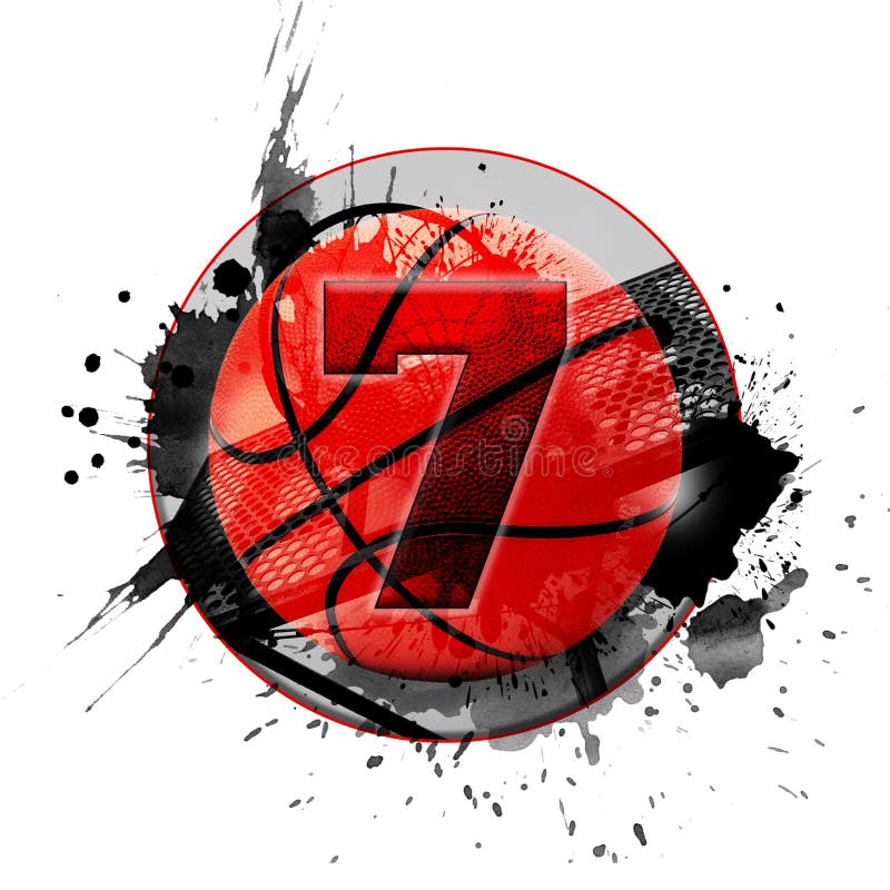 Red Color Grunge Circle Ink Splash NUMBER 7 Stock Illustration ...