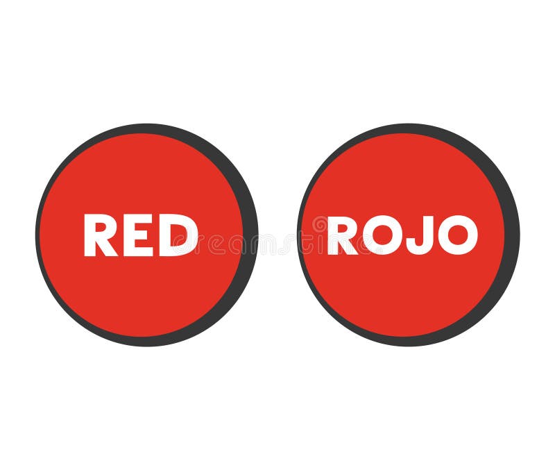 Red Color Indication in English and Spanish Stock Vector - Illustration ...
