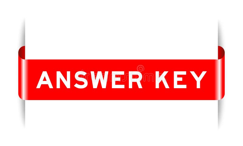 Red Inserted Label Banner with Word Answer Key on White Background ...