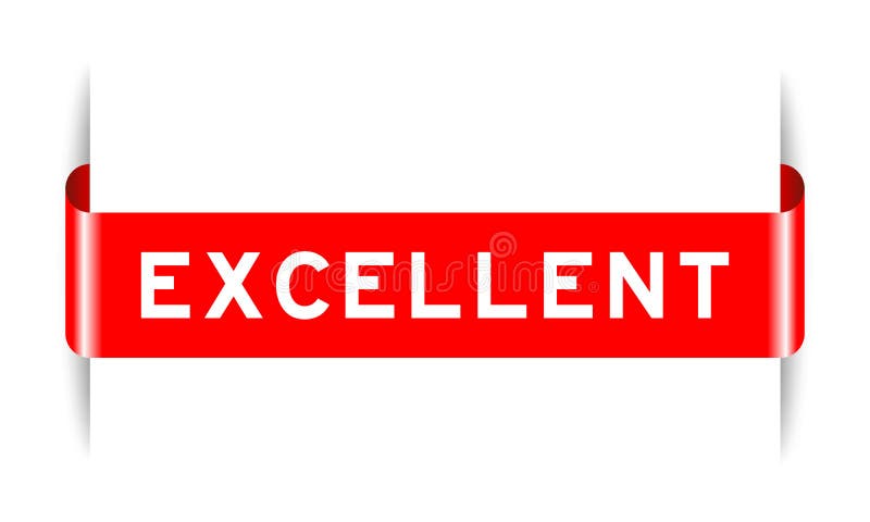 Red Inserted Label Banner with Word Excellent on White Background Stock ...