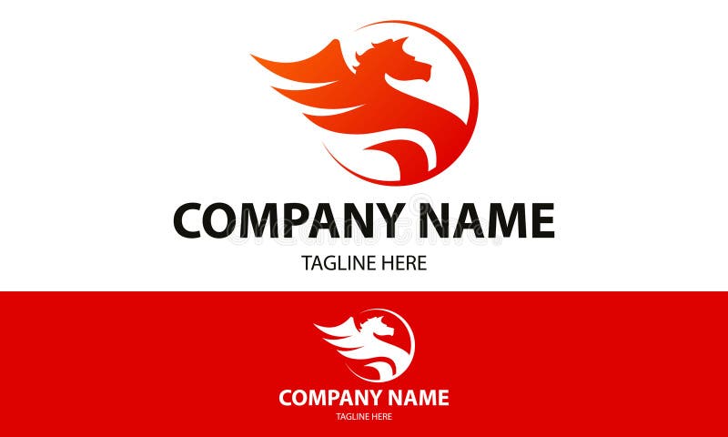 Red Color Legend Pegasus Myth Logo Design Stock Vector - Illustration ...