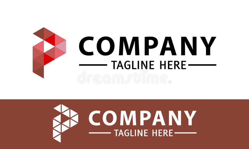 Red Color Letter P Hexagonal Triangle Logo Design Stock Vector ...