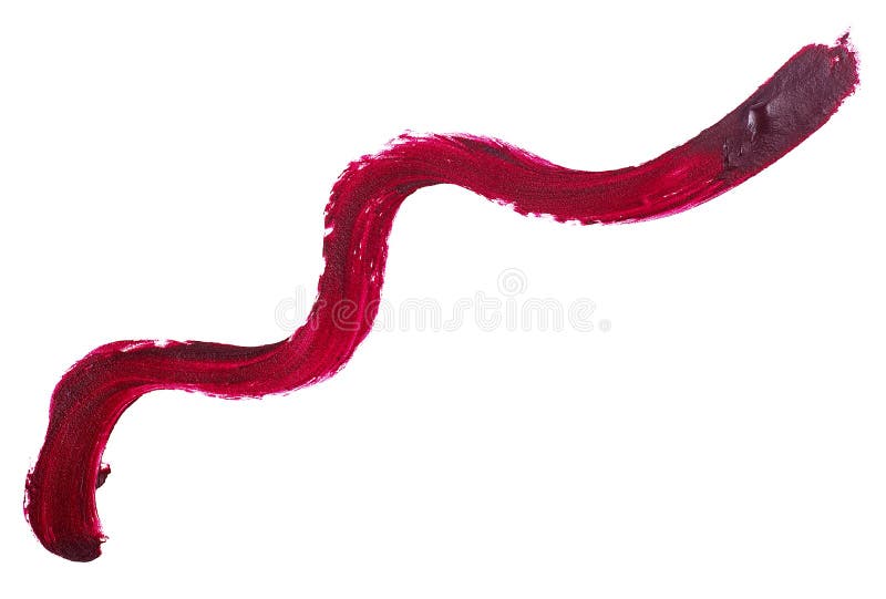 Red Color Lipstick Brush Stroke Isolated on White Background, Top View ...
