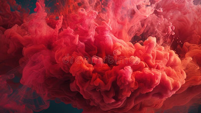 Red Color Liquid Paint Dense Smoky Abstract Misty Background AI ...