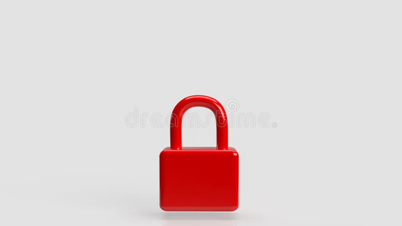 Red Color Lock on White Background 3d Rendering Stock Illustration ...
