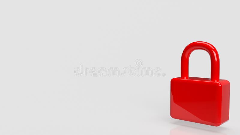 Red Color Lock on White Background 3d Rendering Stock Illustration ...