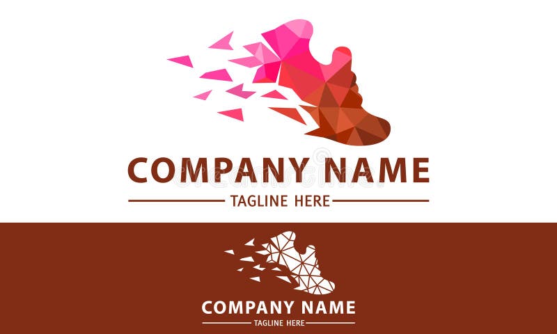 Red Color Low Poly Triangle Shoe Fast Logo Design Stock Vector ...
