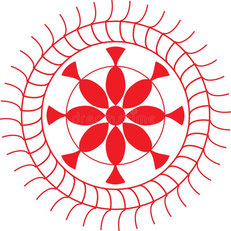 Red Color Mandala.Decorative Ornament with Fish Stock Vector ...